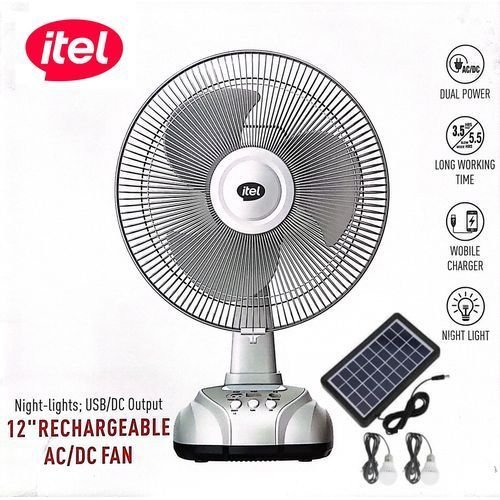 Buy Online - itel 12Inches AC/DC Solar Rechargeable Fan With Panel ...