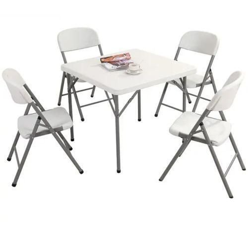 Buy Online - Square 4 Feet Plastic Table With 4 Foldable Chair - Allneeds